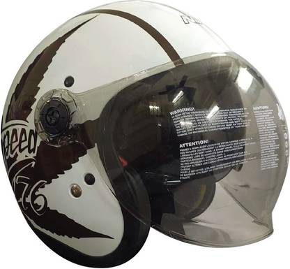 NIKKO N-502 WHITE BROWN HEMP-GLOSSY-MEDIUM-OPEN FACE HELMETS Motorbike ...