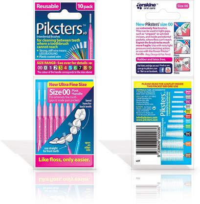 Piksters V3 INTERDENTAL BRUSH SIZE 00 (Pack of 2) Medium Toothbrush ...