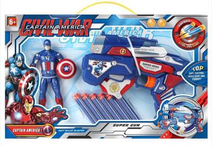 ALLAMWAR captain america gun toys Soft Bullet Blaster Gun with Avengers ...