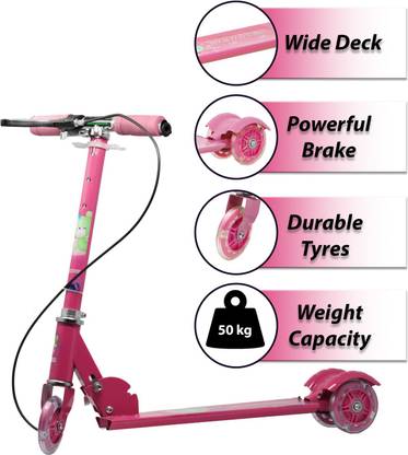 FOBHIYA 3 Wheel Roller Board Height Adjustable Folding Skate Scooter ...