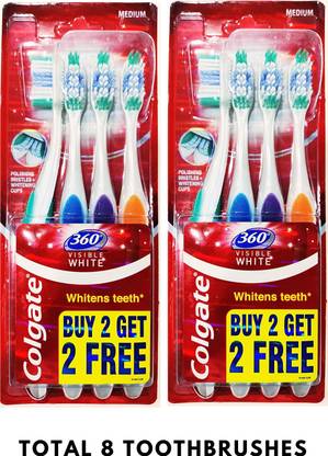 Colgate 360 Visible White Toothbrush Medium Toothbrush - Buy Baby Care ...
