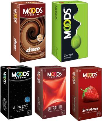 MOODS Combo pack of Allnight 12s + Ultrathin 12s + Strawberry 12s ...