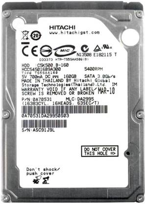 Hitachi 160gbhitachi 160 GB Laptop Internal Hard Disk Drive (HDD) (160 ...