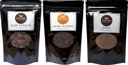 sanzio Badi Elaichi, Laung & Jeera (Black Cardamom, Cloves & Cumin ...