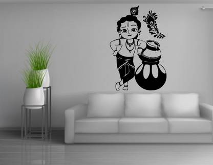 LAKSHIT ENTERPRISES 60 cm Krishna Wall Sticker God krishna with matki ...