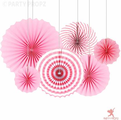 Party Propz Pinkl Set Of 6 Pieces Pink Paper Fans Decorations for ...