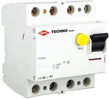 HPL Techno RCCB 25A 4 Pole 240/415V, 50Hz with 10k short circuit withstand capacity 25FP30mA MCB ...