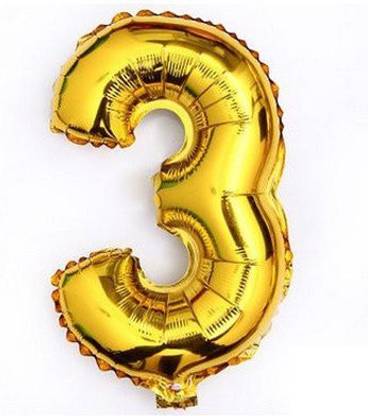 Flipkart.com | hitwik creations Solid NUMBER 3 GOLD FOIL BALLOON Letter ...
