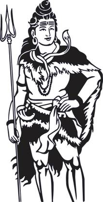 Jagvii 59 cm Shiv ji in black wall sticker Self Adhesive Sticker Price ...