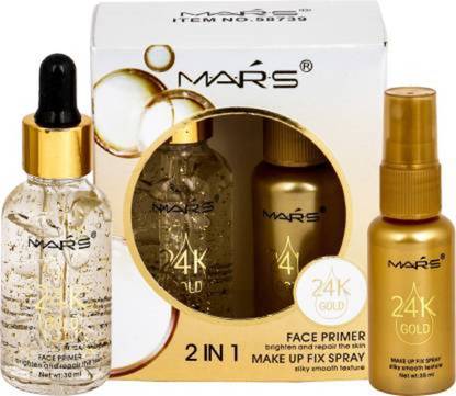 MARS 24K GOLD 2 IN 1 FACE PRIMER & MAKE UP FIXER SET Primer - 65 ml ...