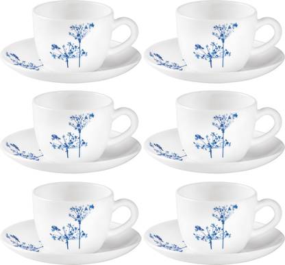 LAOPALA Pack of 12 Opalware AQUA SPRAY 6 pcs cup & saucer Set {Cup (6 ...