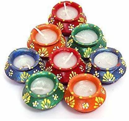 AVNEEL Clay Diya,(Pack of 8) Traditional Handmade Waxed Diya Set for ...