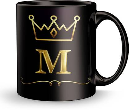 Earnam Letter M alphabet Gift for Boyfriend Design Printed Black ...