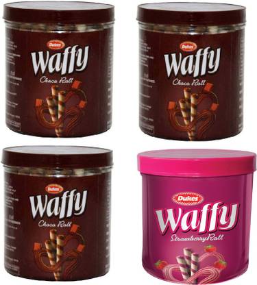 Dukes WAFFY CHOCO ROLLS 250 GRAM X 3 AND WAFFY STRAWBERRY ROLLS 250 ...