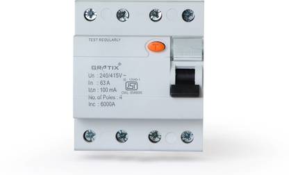 Gratix 63 amp four pole ELCB/RCCB 100 ma with ISI mark 5 MCB Price in ...