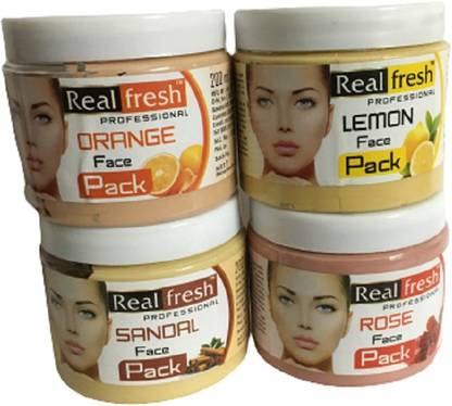 real fresh Combo Kit Face pack (Orange+Fruit_lemon+Sandal) 200 ML each ...
