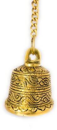 vyomika decor Ethnic Indian Handcrafted Brass Temple Bell with Chain ...
