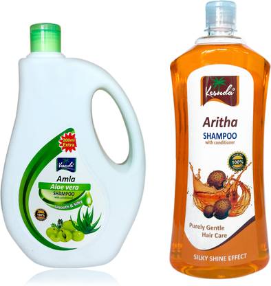 KESUDA smooth and silky Aloevera Amla Shampoo And Aritha Shampoo combo can and Bottol (1L+1L ...