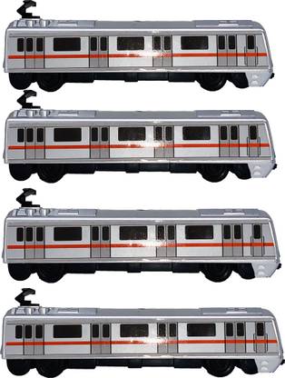 Wishmaster Small Size Pack of 4 Pull Back & go Metro Train Toys for ...
