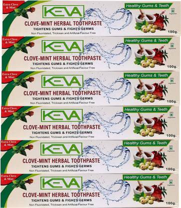 KEVA Clove-Mint Herbal Toothpaste (600 g) (Pack of 6) |Anti-Cavity ...