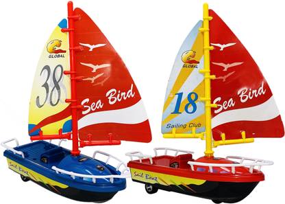 Gift Box 2 Small Size Plastic Made Indian Miniature Model SailBoat Toys ...