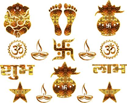 DivineDesigns 51 cm Pooja Kalash/Deepak/Laxmi Foot Print Combo For ...