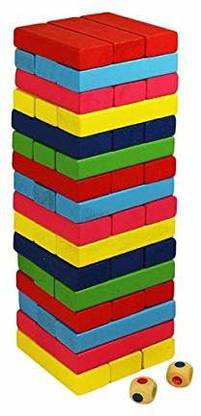 MPH ENTERPRISE Multi Coloured 51 Pcs Blocks 4 Dices Wooden Numbered ...