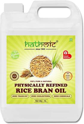 hathmic 100% Pure Physically Refined Rice Bran Oil , 5L Rice Bran Oil Can Price in India - Buy ...