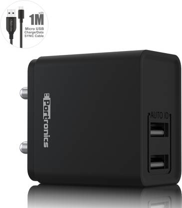 Portronics 12 W 2.4 A Multiport Mobile Charger with Detachable Cable ...