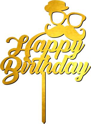 Creatick Studio Moustache Happy Birthday Cake Topper for Men Cake ...