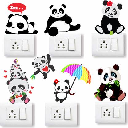 Decals Stock 27 cm Cute Little Panda Switchboard Sticker Panel Sticker ...