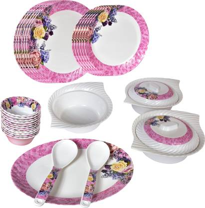 SWISSWARE Pack of 32 Melamin Melamine Round Dinner (Set of -32 Pcs) (5. ...
