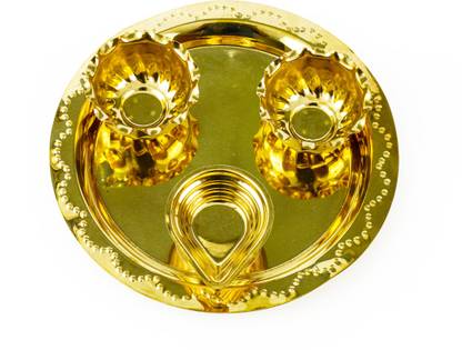 Djuize Brass Thali Aarti Arthi Arti Plate for Pooja Worship Pooja with ...