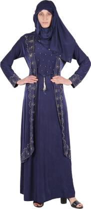 ZUZUU Polyester Solid, Self Design Burqa With Hijab Price in India ...