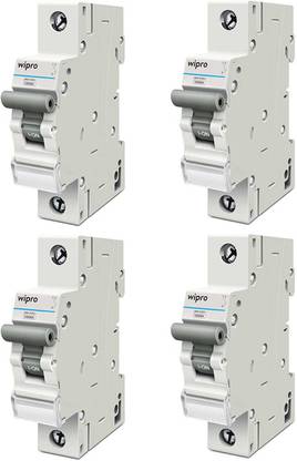 Wipro Single Pole 10A MCB( PACK OF 4 ) with Trip Free Mechanism SP MCB ...