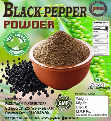PMW Grade A Quality - Black Pepper Powder - Miryala Podi - Kali Mirch ...