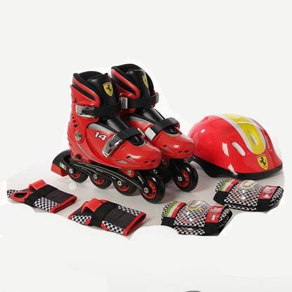 SWAGSPIN Original Ferrari Inline Skate combo Set for kids-Red- 29-32 ...