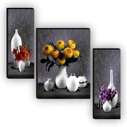 Set of 3 Flower Pot UV Textured Digital Reprint 18 inch x 12 inch ...