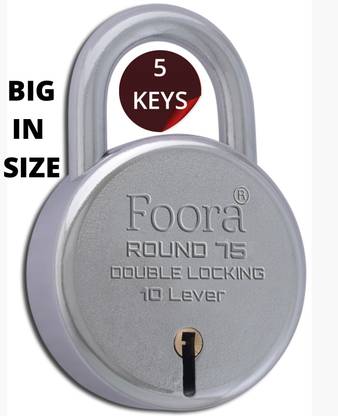 Foora Round 75 Big Size Lock with 5 Keys, Double Locking, 10 Lever Lock ...