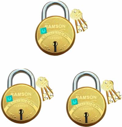 Ramson COMMANDER 65 MM, 7 Levers Brass Lock with 3 Keys Pack of Three Quick Release Lock - Buy ...
