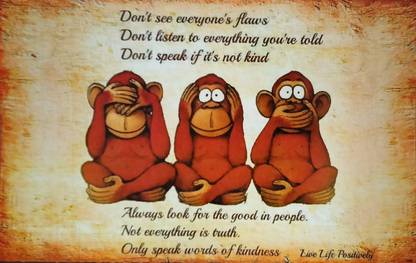 3 Monkey Motivational Poster Paper Print - Quotes & Motivation posters ...