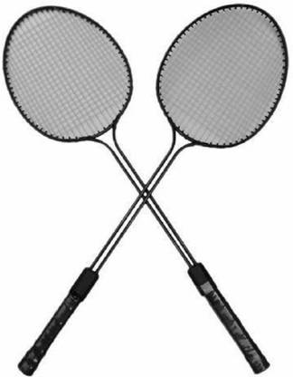 Encanto Double Steel Frame Badminton Racket Black Strung Badminton ...
