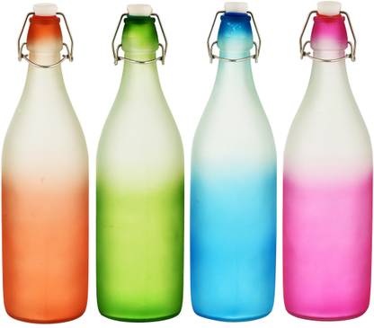 Machak Frosted Colorful Glass Water Bottles 1 Litre 1000 ml Bottle ...