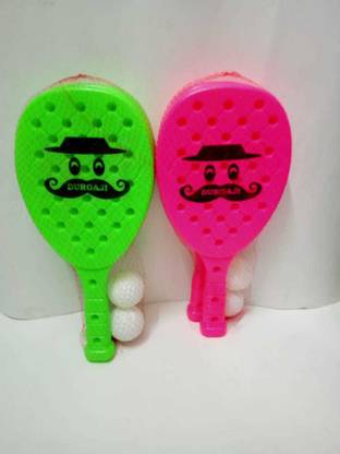 Durga ji Badminton Plastic Racquet Ball Toy for Kids Pink, Green Strung ...
