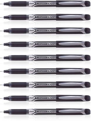PILOT 019589 Hi-Tecpoint V10 Grip Pen (Black - Pack of 9) Roller Ball ...