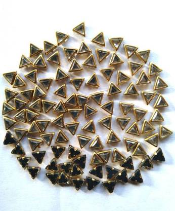 Atifa embroidery material 6x6mm triangle white glass fitting kundan ...