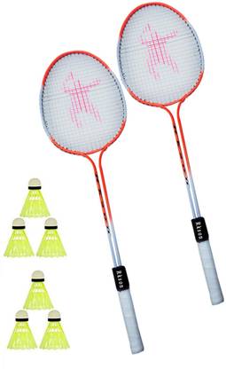 AS Badminton racket set of 2 Shuttle cocks pack of 6 Badminton Kit ...