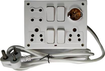 GAMI (4+4) Strip Box Extension Board with 6 amp Indian Sockets, with 1 ...