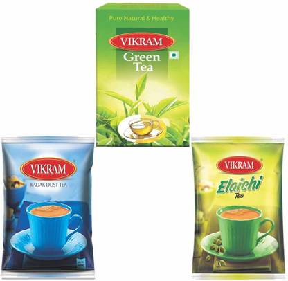 Vikram Kadak Dust 500g + Green Tea 100g + Elaichi Dust Tea 250g Combo ...