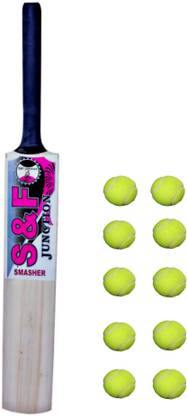 SF Smasher Thick Blade Tennis Cricket Bat + 10 Tennis Ball Cricket Kit ...